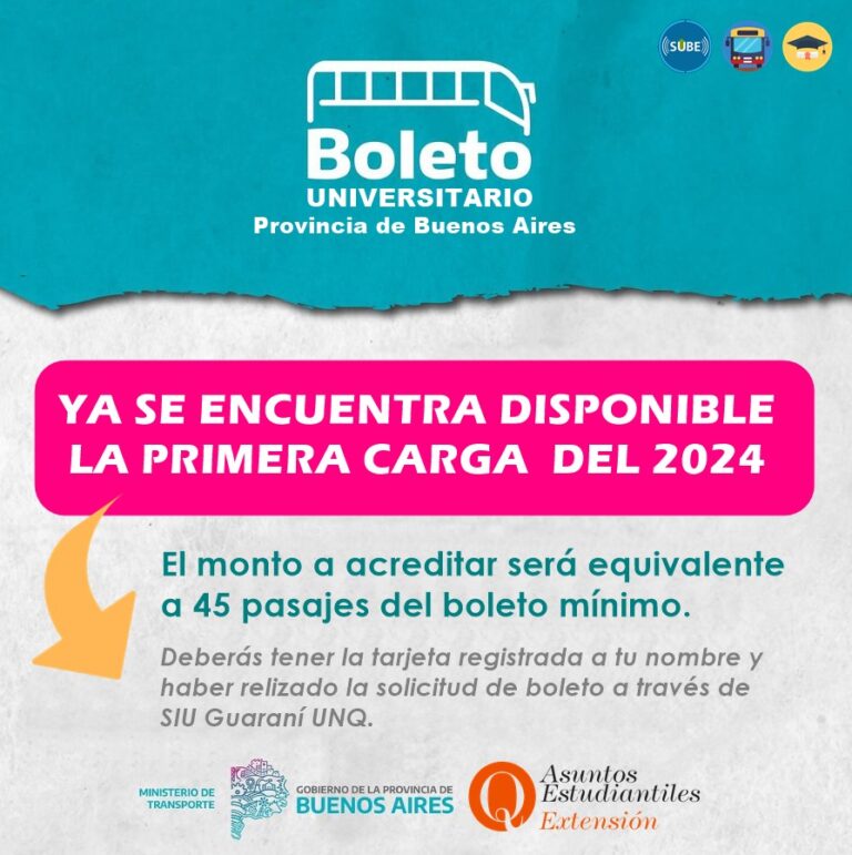 Primera carga del boleto estudiantil 2024 - UNQ