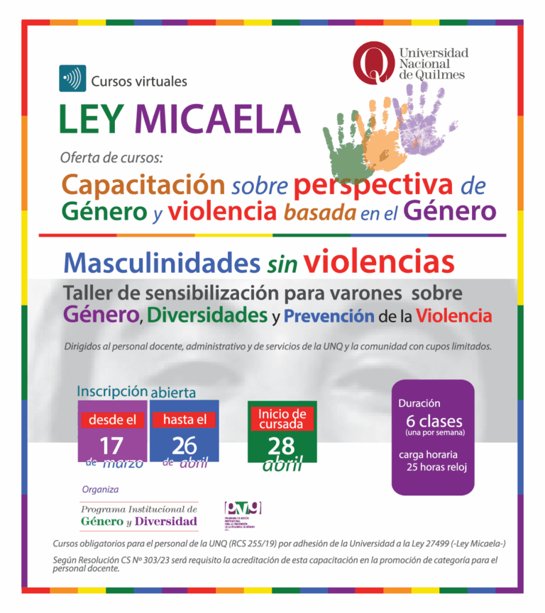 Continúa abierta la inscripción a las capacitaciones de Ley Micaela - UNQ